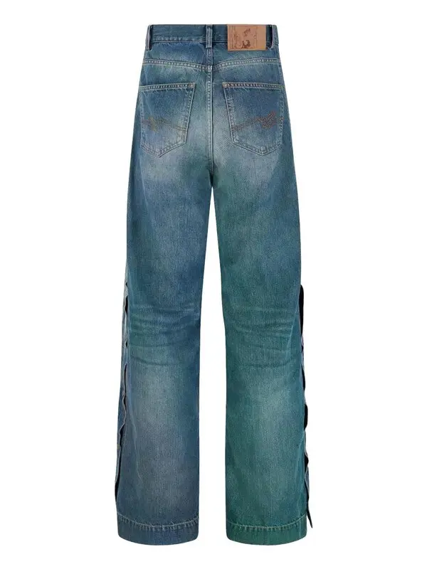 Martine Rose Cotton Stonewashed Wide Leg Jeans - Blue