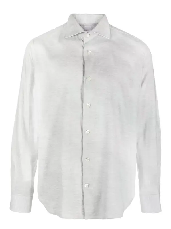 Eleventy Dandy Long-sleeved Cotton-lyocell Shirt - Grey