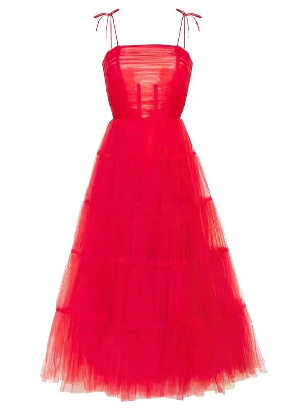 ANA RADU Tie Maxi Dress - Red