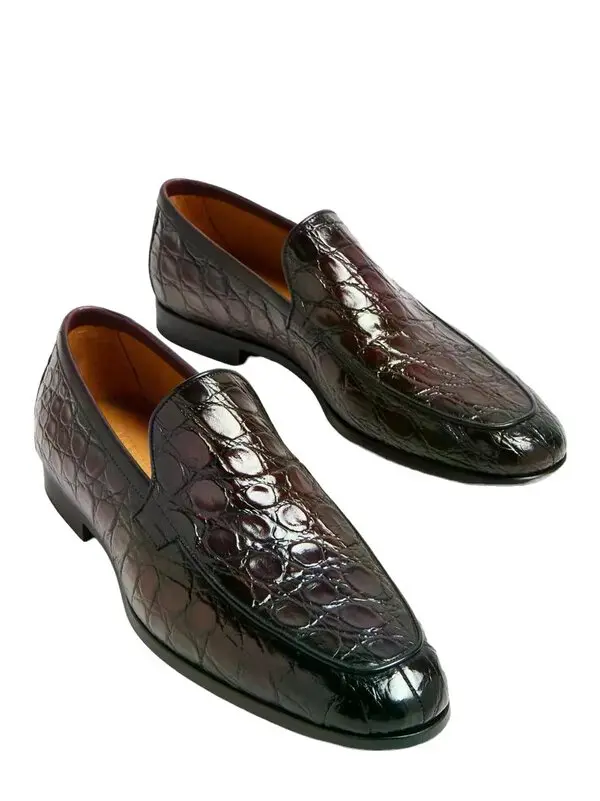 Magnanni Crocodile-embossed Loafers - Red