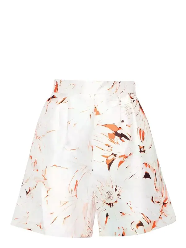 SAIID KOBEISY Printed Floral Flare Shorts - White