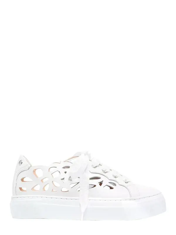Agl Laser-cut Lace-up Sneakers - White