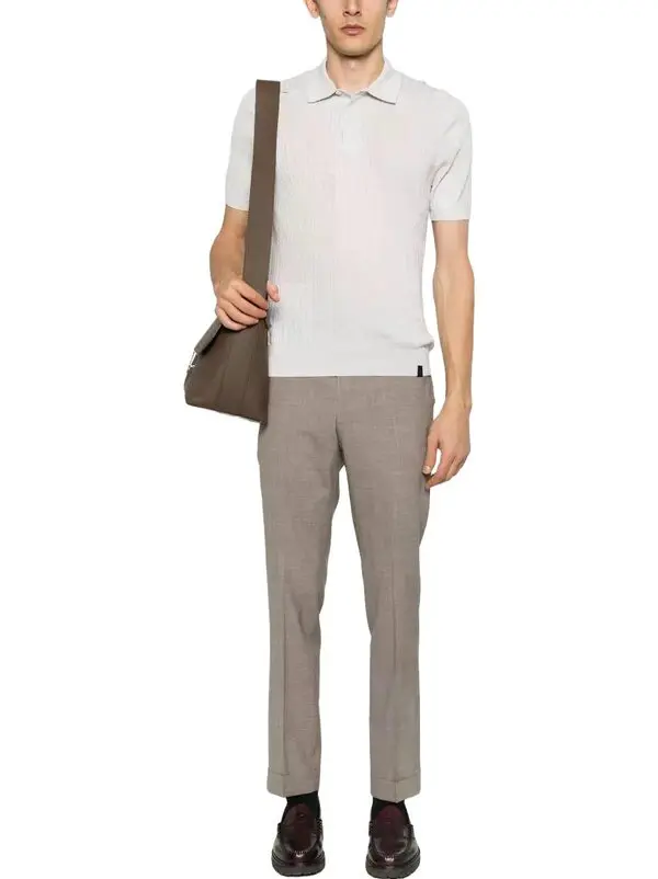 FAY Cable-knit Polo Shirt - Grey