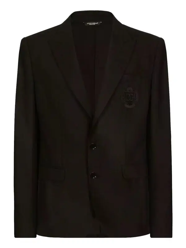 Dolce & Gabbana Logo-embroidered Single-breasted Jacket - Black