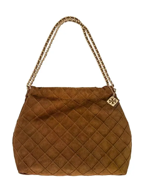 Tory Burch Fleming Suede Tote Bag - Brown