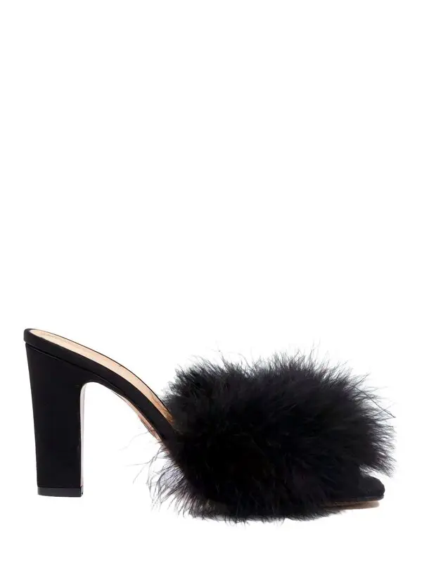 MAISON MARGIELA Feather Detail Block Heel Sandals - Black