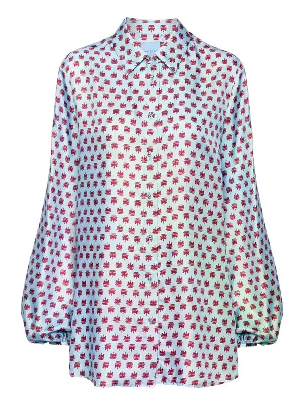 MACGRAW Scholarship" Printed Silk Shirt - Blue