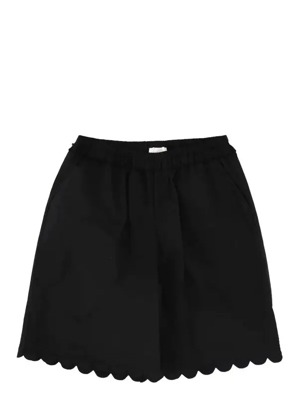 THE GARMENT Poplin Shorts With Scallop Edge - Black