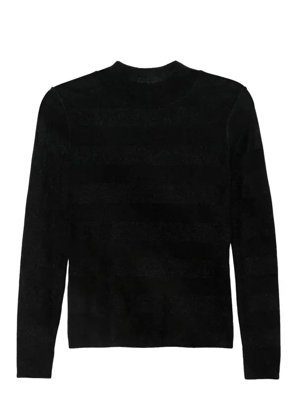 Emporio Armani Seamless Mock Neck Sweater With Lurex Detailing - Black