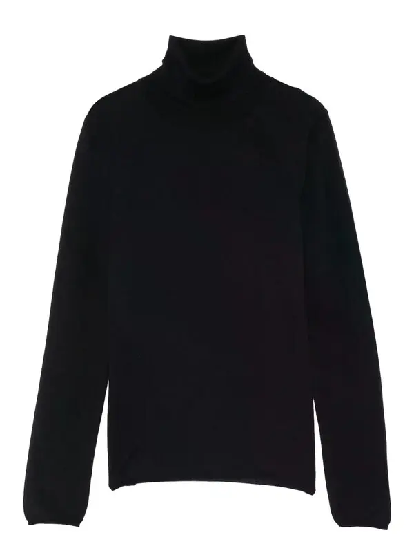 ZANONE Navy Virgin Wool Blend Fine-knit High-neck Sweater - Blue