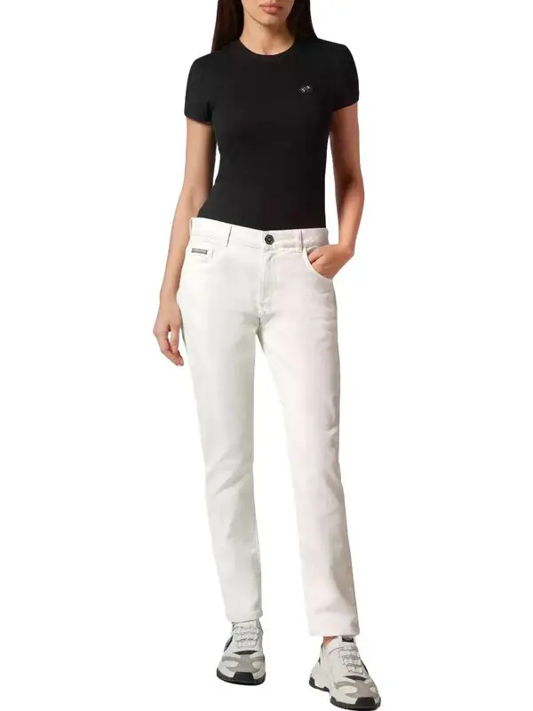 Philipp Plein Straight-leg Cotton Denim Trousers - Neutrals