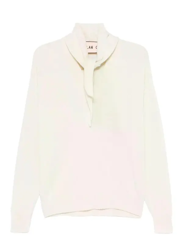 Plan C Wool-cashmere Blend Shawl Detail Sweater - Neutrals