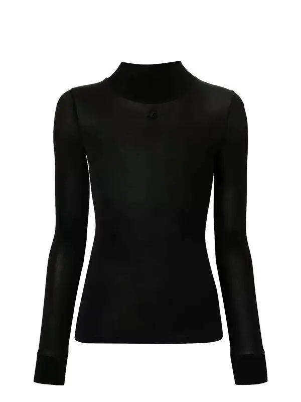 COURREGES Logo Patch Roll-neck Top - Black