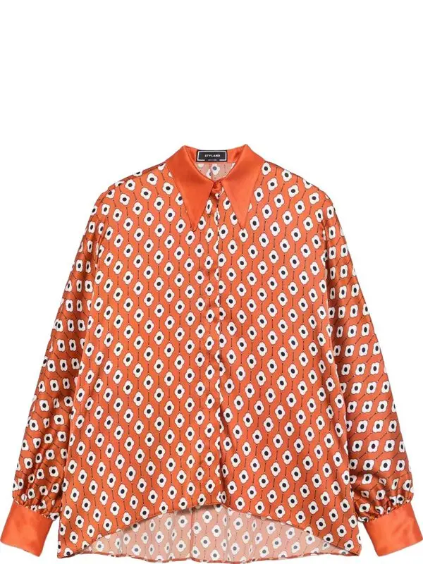STYLAND Printed Silk Shirt - Orange