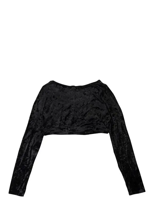 Callipygian Crushed Velvet Crop Top - Black