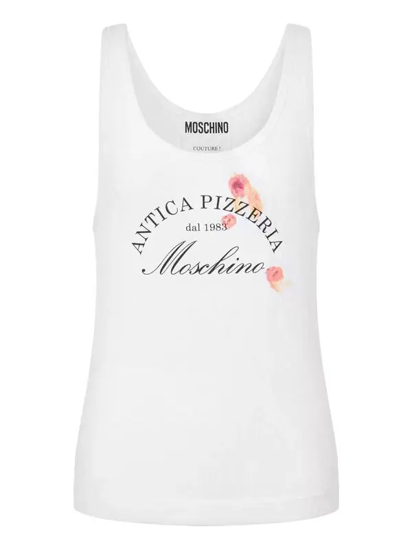 Moschino Slogan Print Racerback Vest - White