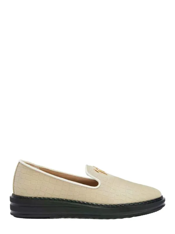 GIUSEPPE ZANOTTI Tim Embossed Crocodile Effect Loafers - Neutrals