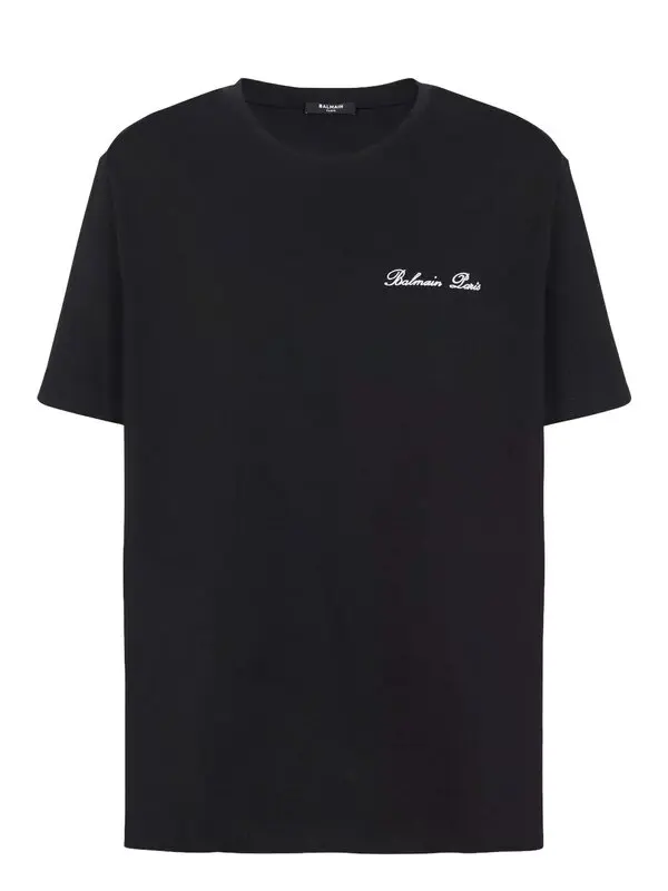 Balmain Logo-embroidered Cotton T-shirt - Black