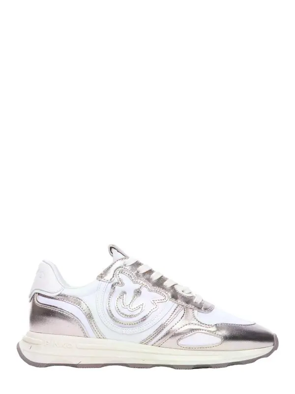 Pinko Zoe Metallic Effect Lace Up Sneakers - White