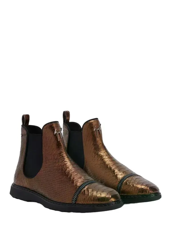 GIUSEPPE ZANOTTI Embossed Crocodile Effect Ankle Boots - Brown