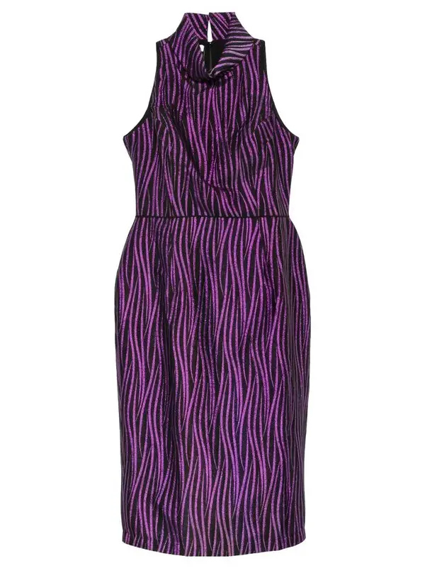 BARUNI Zebra Print Jacquard Midi Dress - Black
