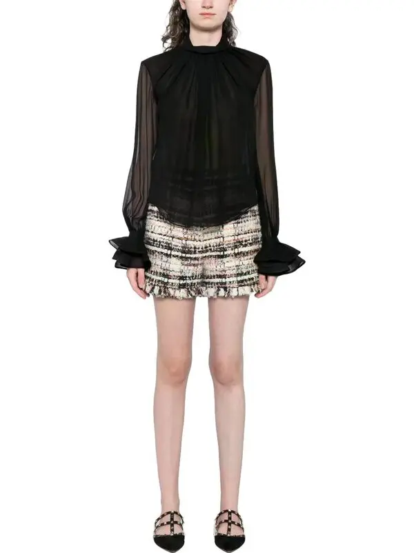 Giambattista Valli Semi-sheer Blouse With Draped Detailing - Black
