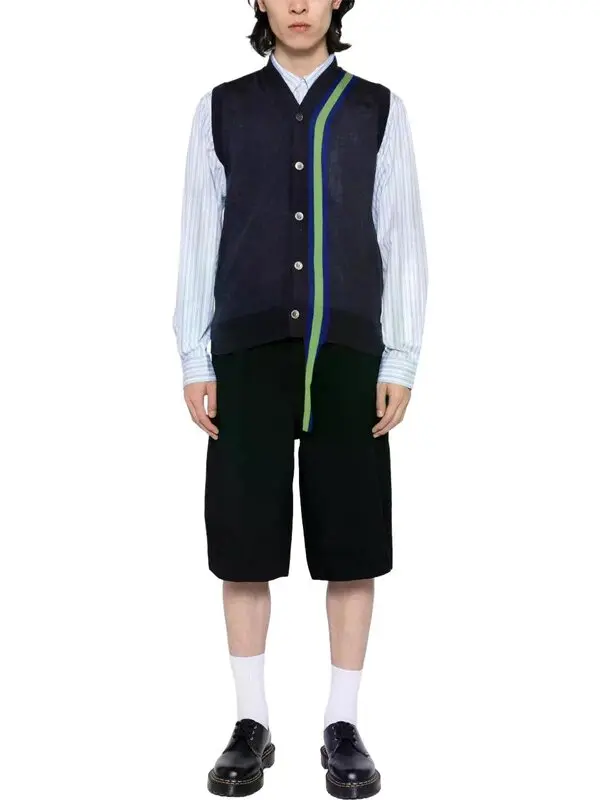 Comme Des Garçons Sleeveless V-neck Cardigan - Blue