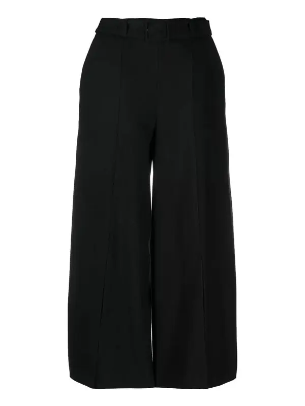 TWINSET Logo Plaque High-waisted Wide-leg Trousers - Black