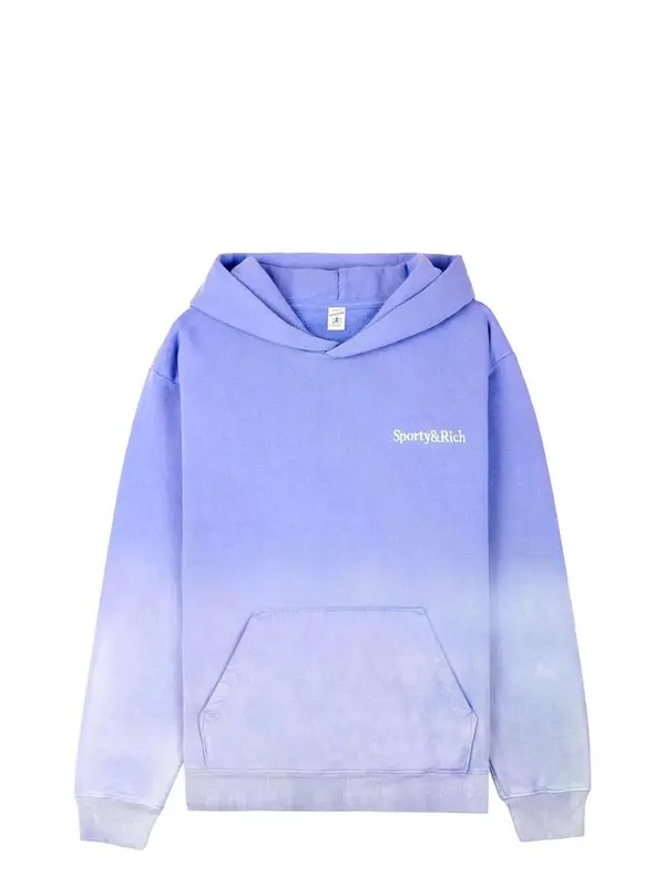 SPORTY & RICH Serif Logo-embroidered Cotton Hoodie - Blue