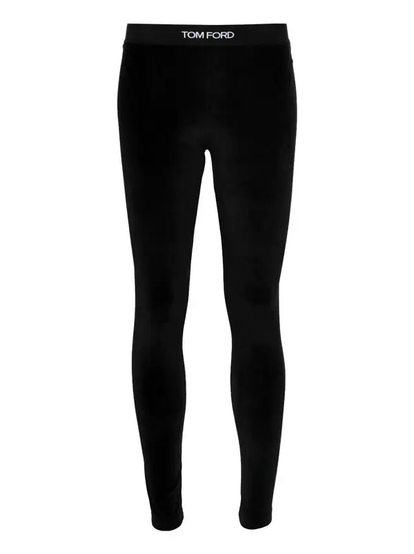 TOM FORD Velvet Logo-waistband Leggings - Black