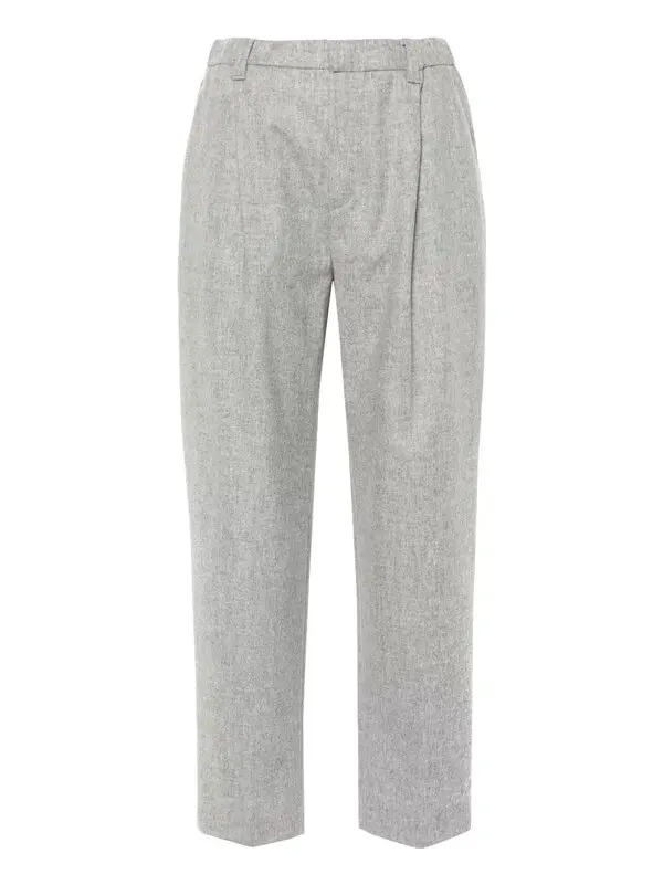 Brunello Cucinelli Mélange Pleated Tapered Trousers - Grey
