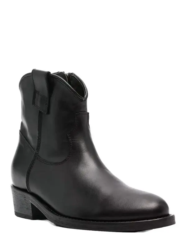 VIA ROMA 15 Calf Leather Cowboy Ankle Boots - Black