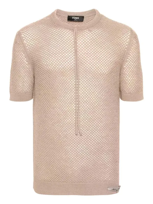 Fendi Open-knit Wool T-shirt - Neutrals