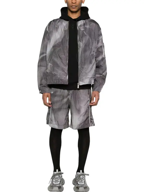 44 LABEL GROUP Crinkle Graphic-print Bomber Jacket - Black