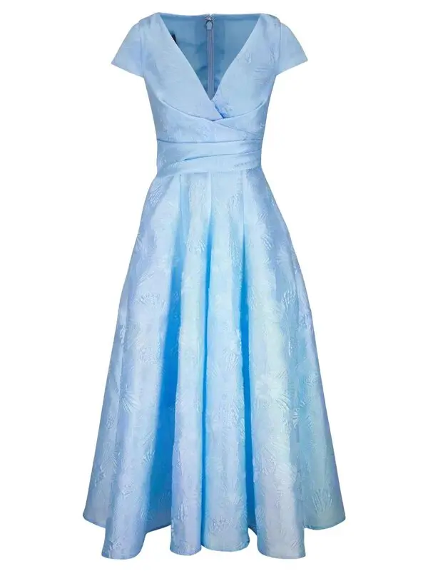 Talbot Runhof Floral-embroidered Dress - Blue