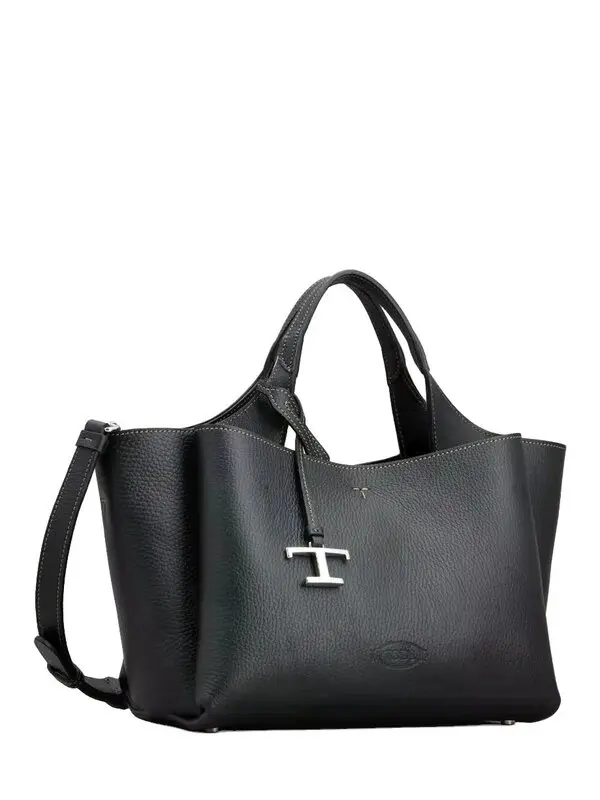 TOD'S Medium Logo-plaque Leather Tote Bag - Grey