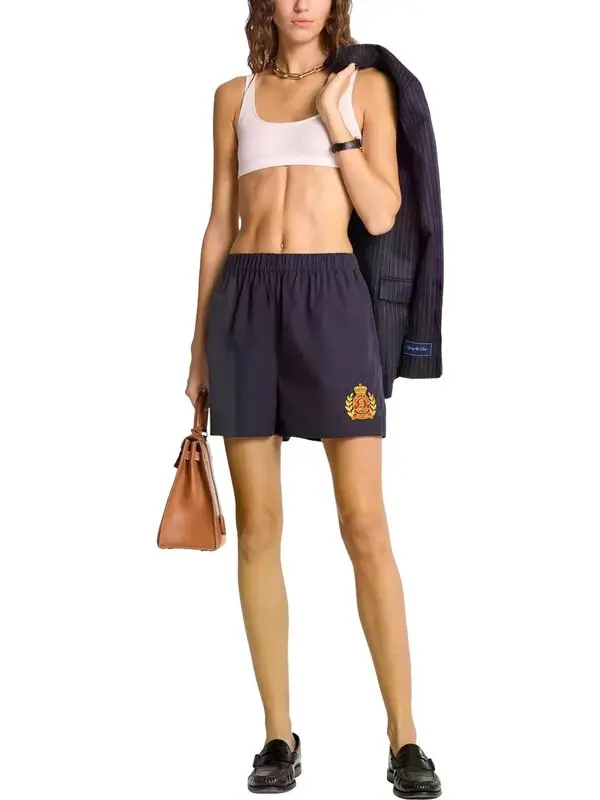 SPORTY & RICH Logo Embroidered Shorts - Blue