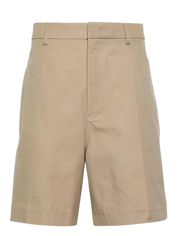 Valentino Garavani V Logo Plaque Cotton Shorts - Neutrals