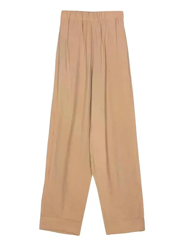 BLANCA VITA Elasticated Waist Wide-leg Trousers - Neutrals