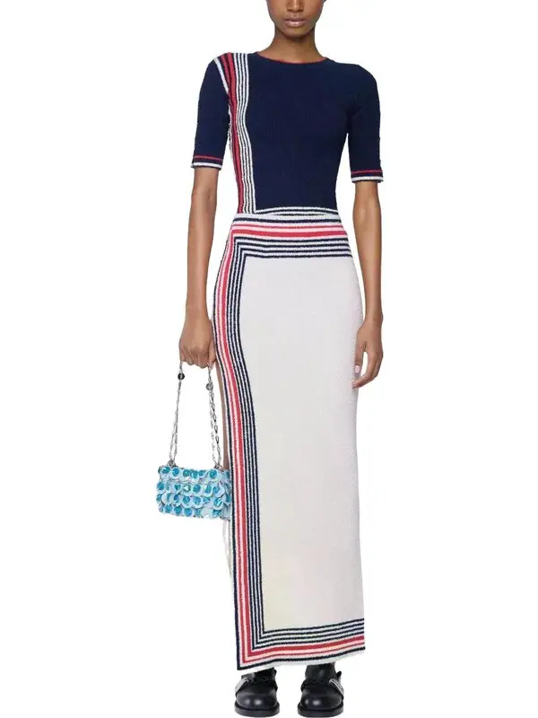 Rabanne Striped Knitted Maxi Skirt - Neutrals