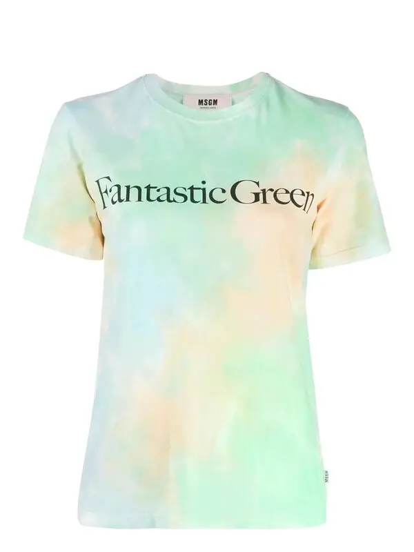 MSGM Slogan-print Cotton T-shirt - Green