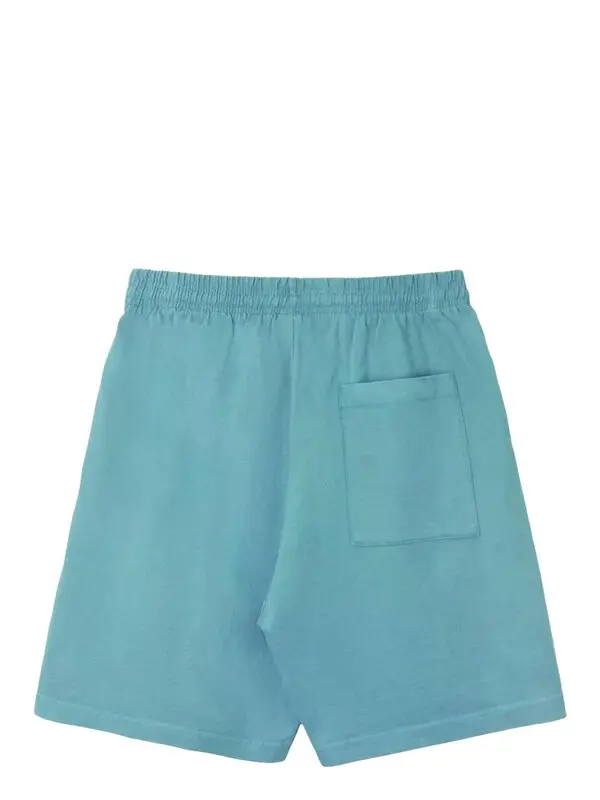 SPORTY & RICH Logo Print Cotton Shorts - Blue