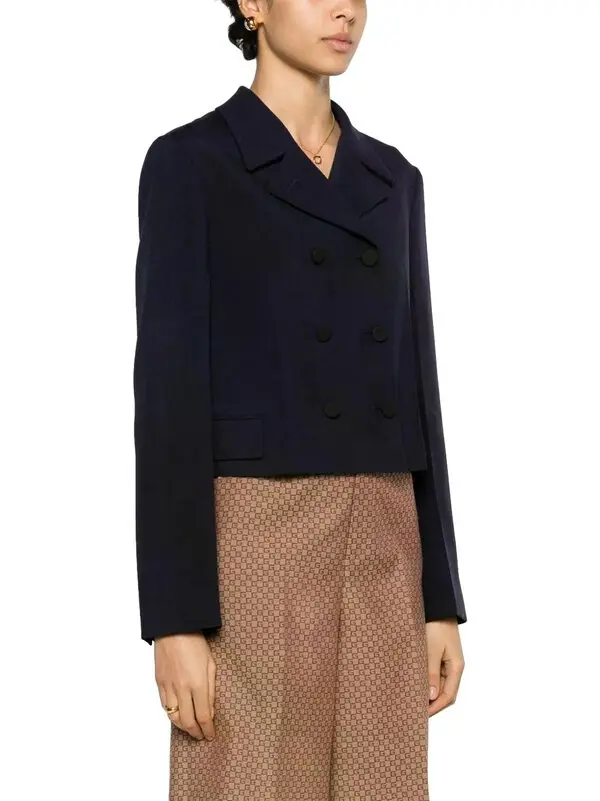 Gucci Double-breasted Cropped Jacket - Blue
