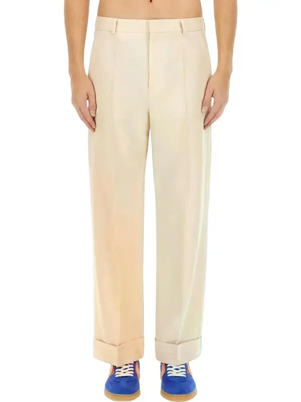 Valentino Garavani Gabardine Wool Trousers - Neutrals