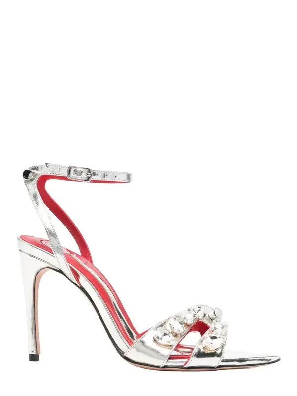 HARDOT Crystal Embellished Stiletto Sandals - Silver