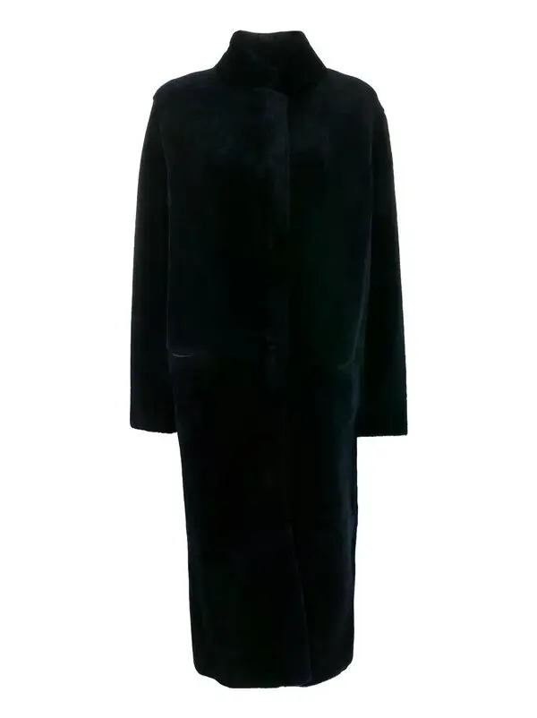 LISKA Reversible Coat In Lambs Wool - Blue