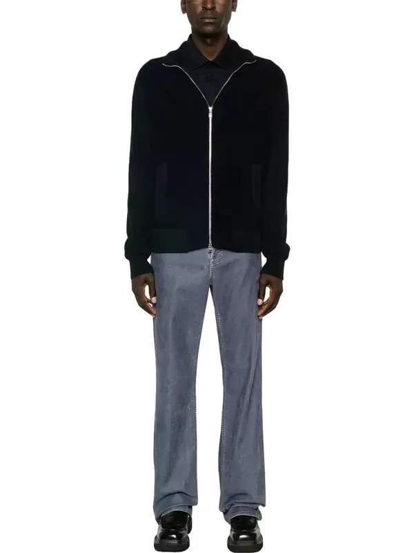 BOSS Cable-knit Cardigan With High Neck - Blue