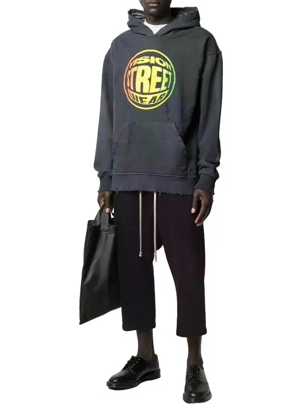 Alchemist Cotton Distressed Graphic Hoodie - Grey