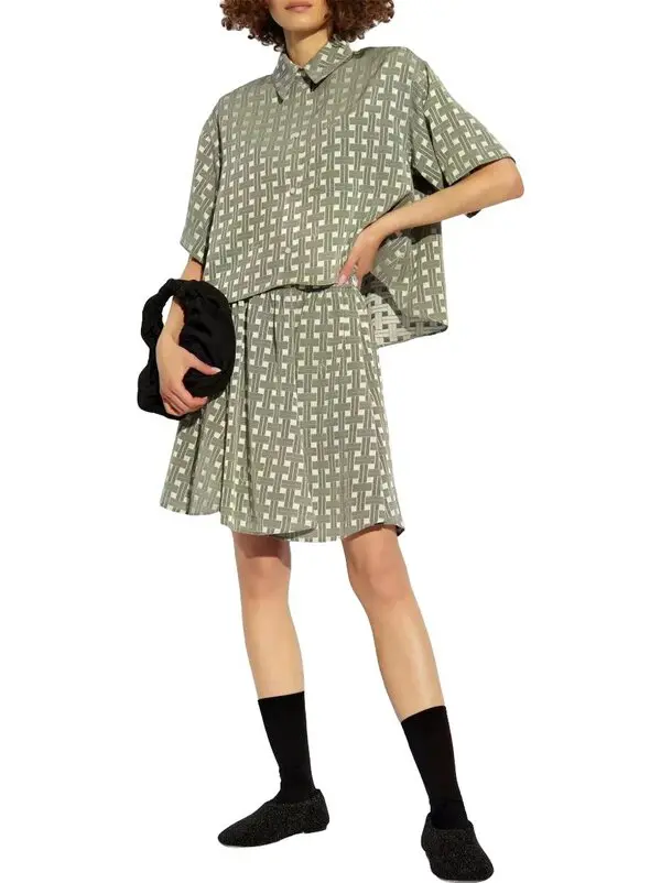 Kenzo Geometric Print Cropped Shirt - Grey