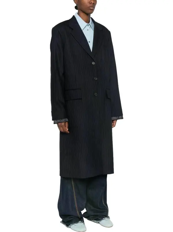 Miu Miu Single-breasted Pinstripe Coat - Blue